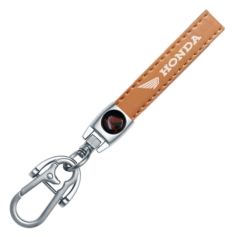 HONDA MOTO key fob, keychain brown leather :: capforwheel