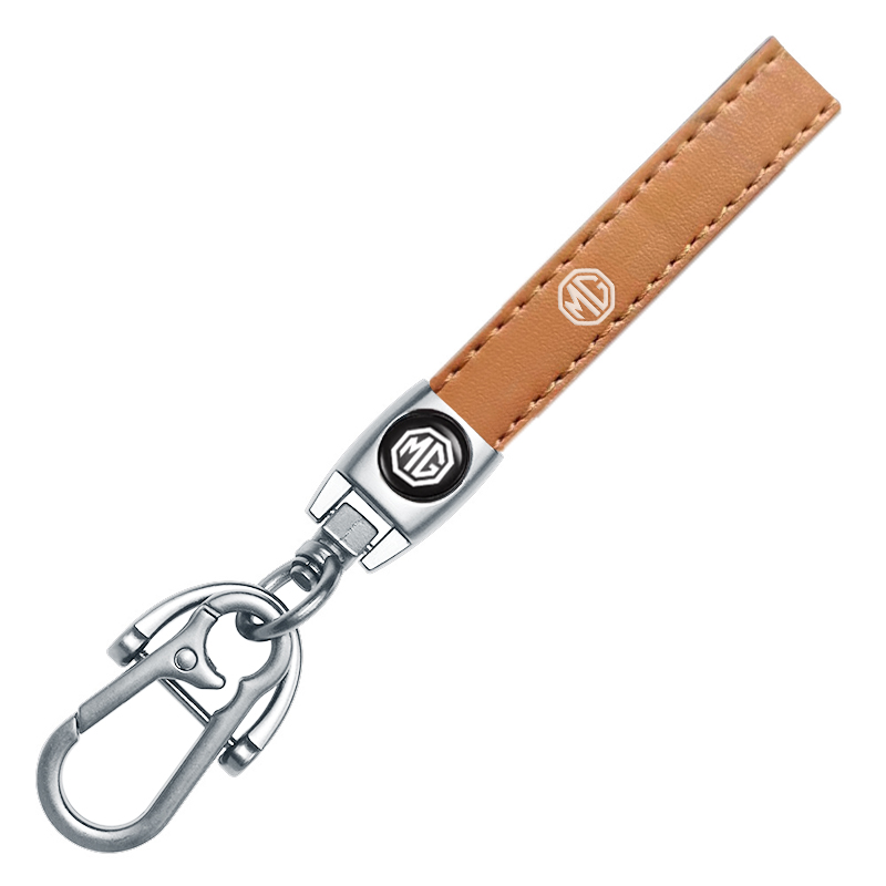 MG key fob, keychain brown leather :: capforwheel